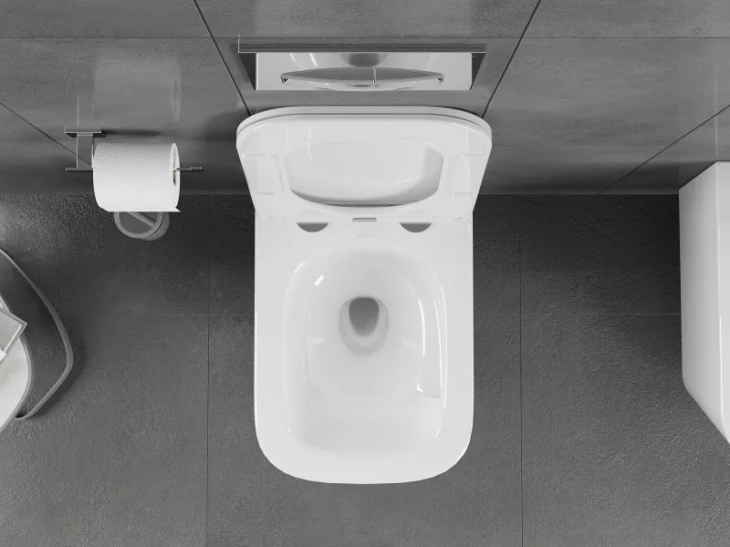 Mexen Teo, závěsná WC mísa 510x345x340 mm, Rimless Tornádo + WC sedátko z duroplastu, bílá lesklá, 30850600T