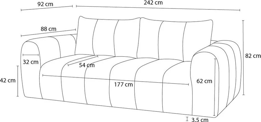Světle šedá pohovka 242 cm Nesty – Bobochic Paris