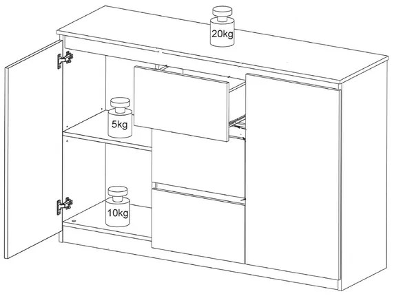Komoda se 3 zásuvkami Ada, dub sonoma