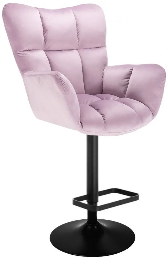 LuxuryForm DESIGN Barové křeslo AURORA VELUR na černé kulaté podstavě - levandule