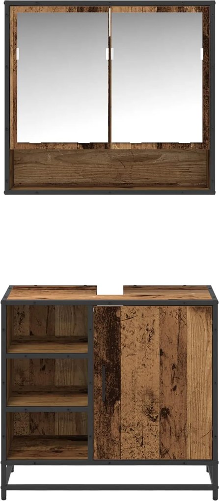Sada koupelnového nábytku 2 ks Staré dřevo 65 x 33 x 60 cm 3402554