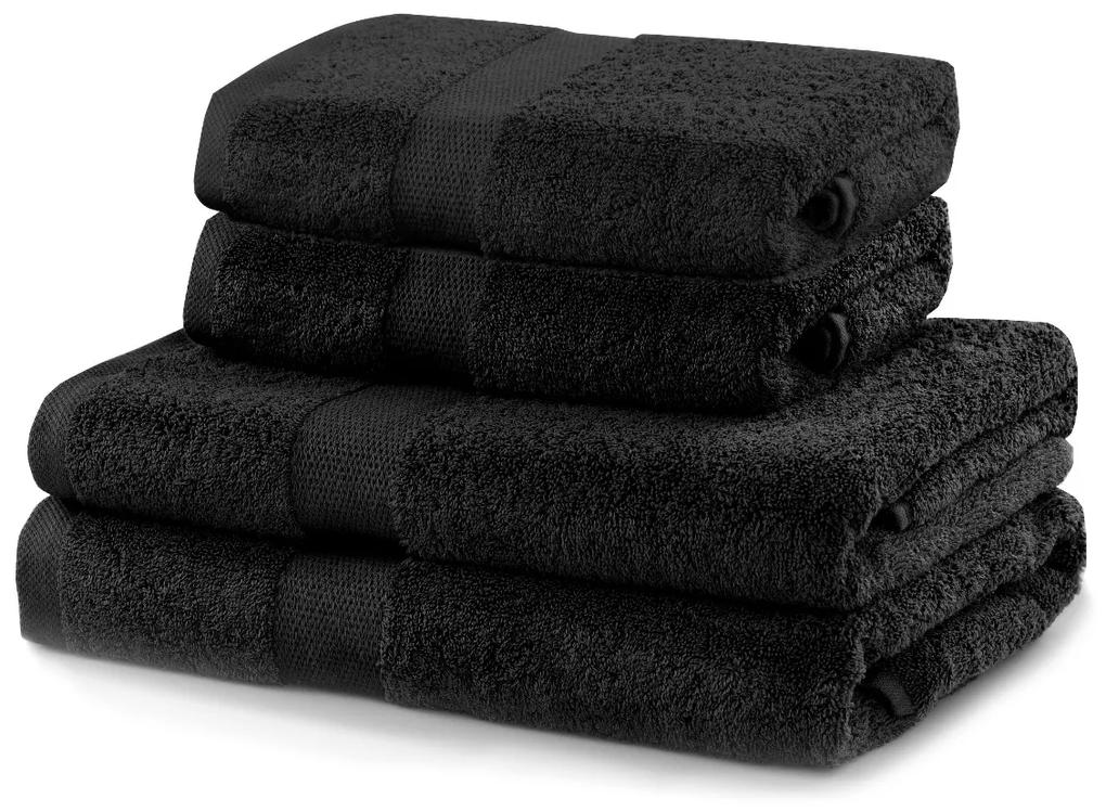 DecoKing - Sada bavlněných ručníků Černá MARINA HLADKÉ