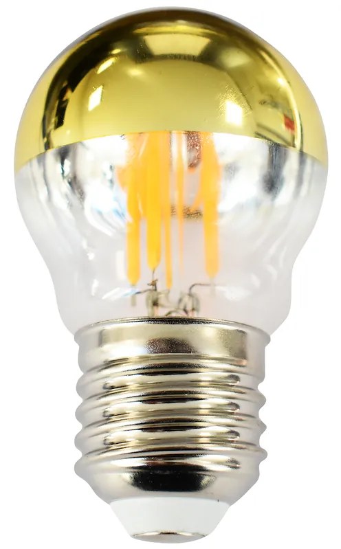 Dekorační LED žárovka se zrcadlovým vrchlíkem E27 teplá 2700k 4w 430 lm zlatá