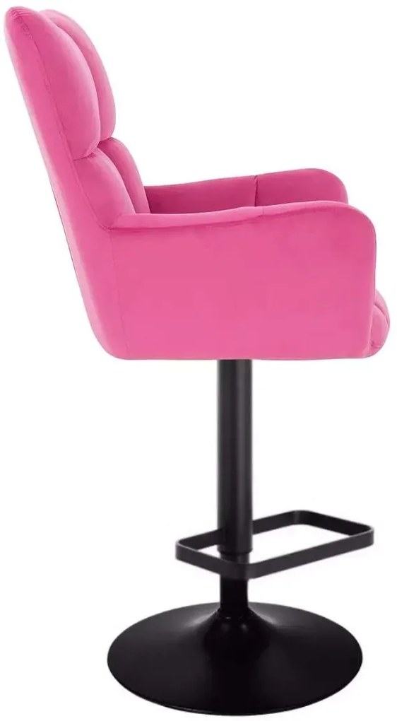 LuxuryForm DESIGN Barové křeslo AURORA VELUR na černé kulaté podstavě - tmavě růžové