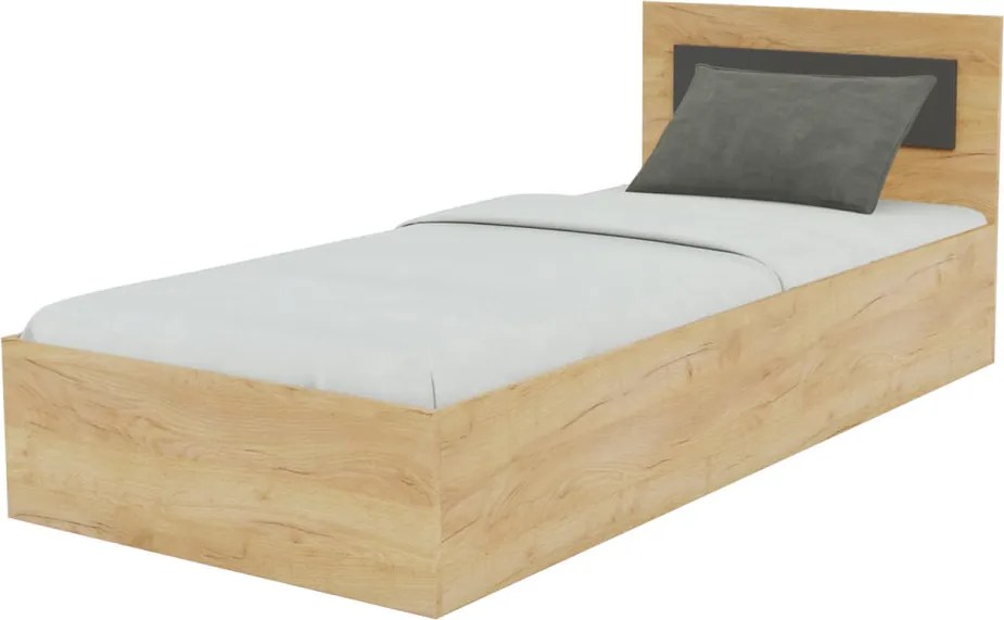 Jednolůžková postel 90x200 dub kraft zlatý / šedý grafit Viva