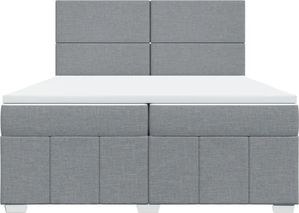 Box spring postel s matrací světle šedá 200 x 200 cm textil 3294068
