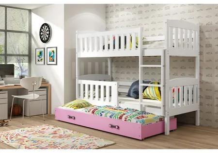 Dětská patrová postel KUBUS s výsuvnou postelí 90x200 cm - bílá Šedá