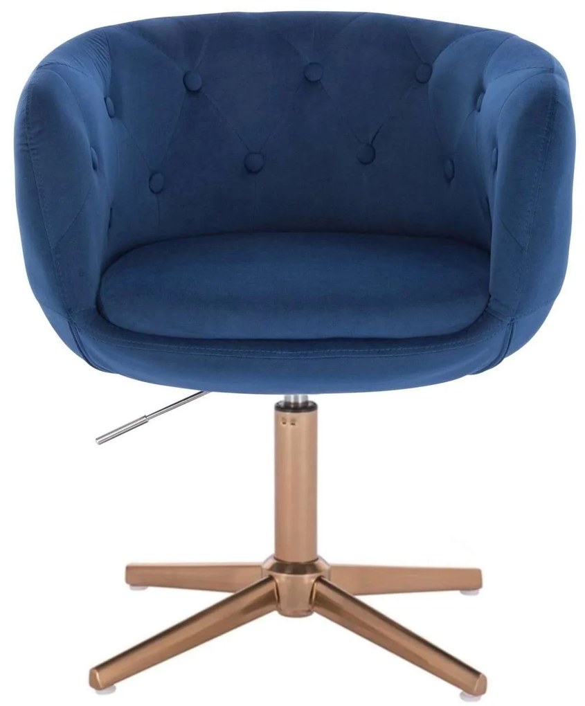 LuxuryForm DESIGN Otočné křeslo MONTANA VELUR na zlatém kříži - modré