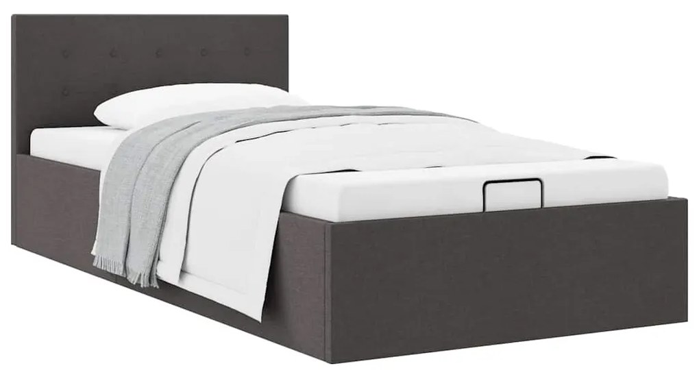 Rám postele s úložným prostorem tmavě šedý textil 100 x 200 cm 285571