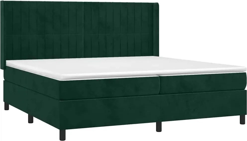Box spring postel s matrací tmavě zelená 200x200 cm samet 3132822