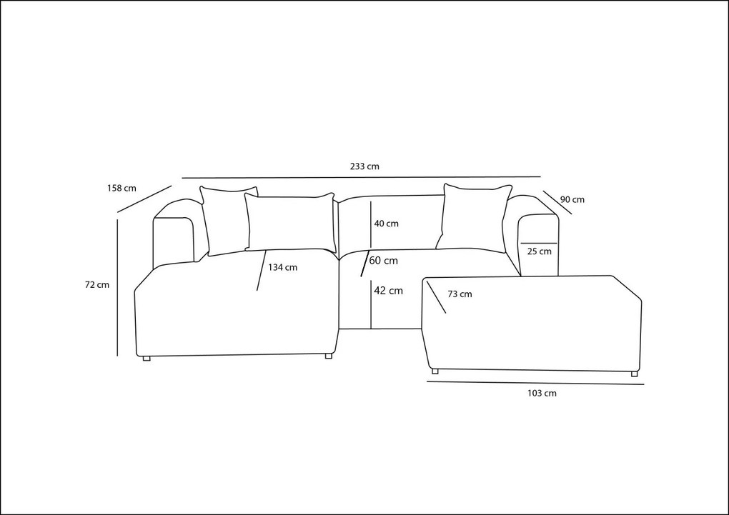 Hanah Home Rohová pohovka LINDEN MINI levá šedá