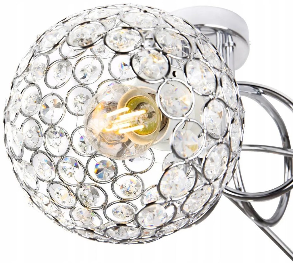 Stropní svítidlo Crystal, 3x stříbrné křišťálové stínítko, ch