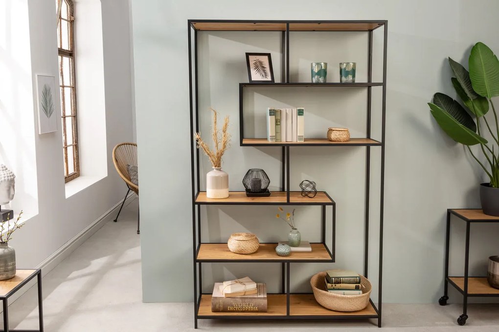 Invicta Kovová knihovna SLIM LINE 185x115 dub cm 42024