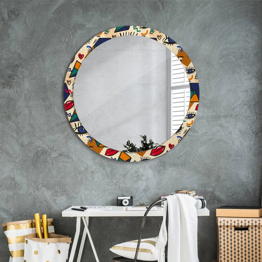 Kulaté dekorativní zrcadlo Popový umělecký styl fi 90 cm
