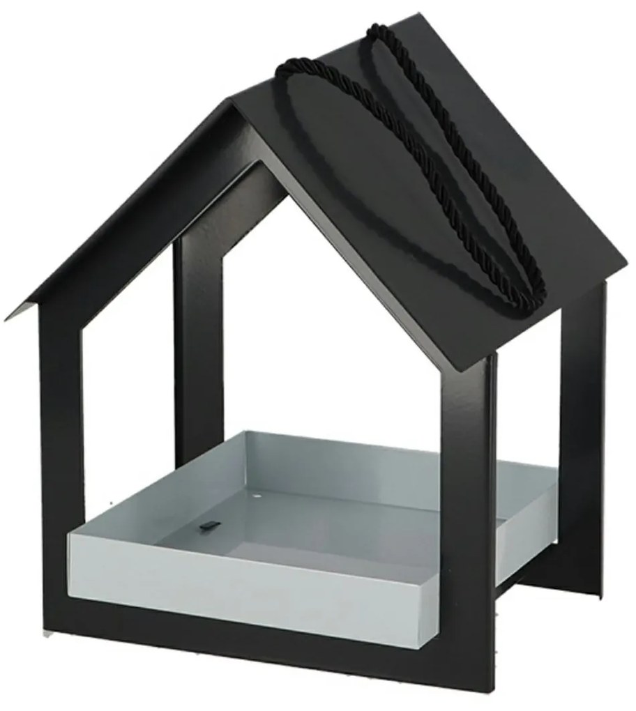 Závěsné krmítko pro ptáky Easy, 23x19x19 cm, kov, černá