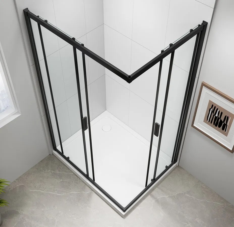 Polysan EASY BLACK obdélníkový sprchový kout 90 x 80 x 190 cm čiré sklo EL5315B