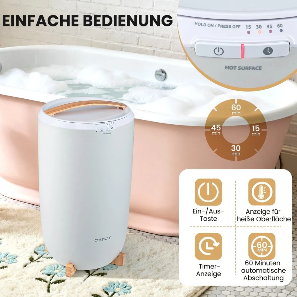 Costway Ohřívač ručníků velký stropní ohřívač 20 L s časovačem a automatickým