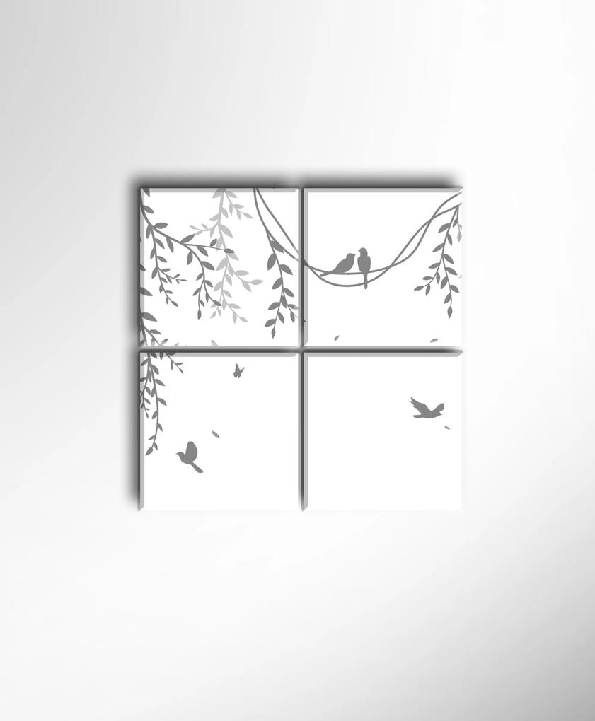 Malvis ® Minimalistický obraz ptáčci ROZMĚR (šířka x výška): čtyřdílný čtverec 80x80 cm