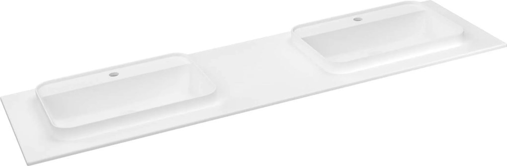 Sapho - Dvojumyvadlo Brahea 172x52 cm, bez přepadu, s 2 otvory pro baterii, matná bílá BT172