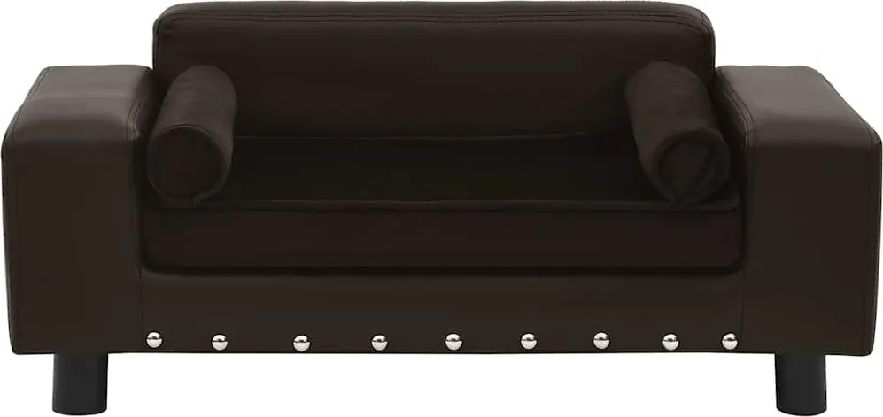 Pohovka pro psy hnědá 81 x 43 x 31 cm plyš a umělá kůže 170955