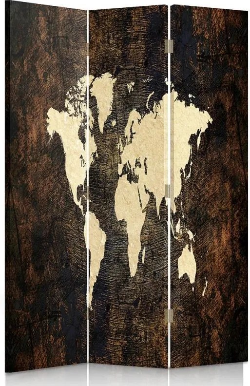 Paraván - World Map On Boards 2 | trojdílný | jednostranný 110x150 cm