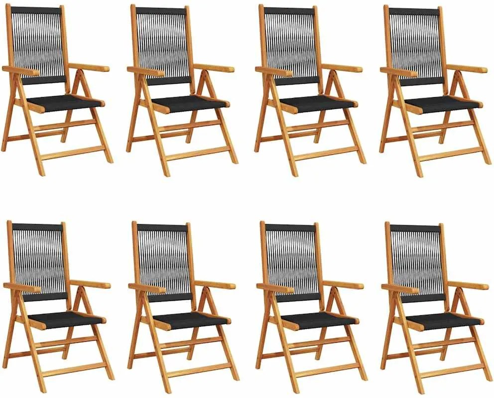 Skládací polohovací křesla 8 ks, černá, masivní akácie 3214531