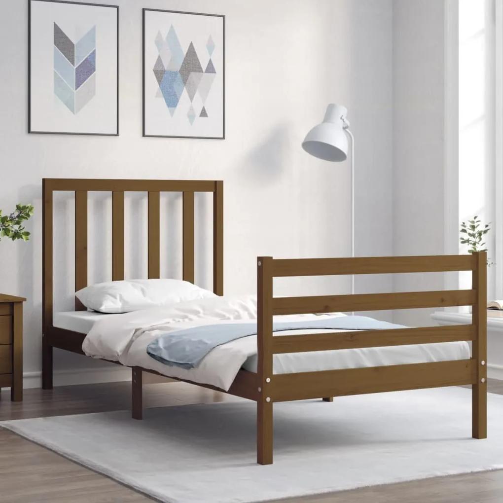 vidaXL Rám postele s čelem 90 x 200 cm masivní dřevo [3193777] Barva: Černá
