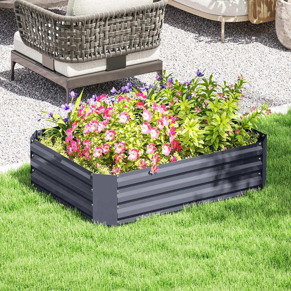 Vyvýšený záhon Outsunny z oceli, studený rám pro pěstování, zahradní květinový box, stohovatelný, pěstební záhon na zeleninu 120x90x30cm pro zahradu …