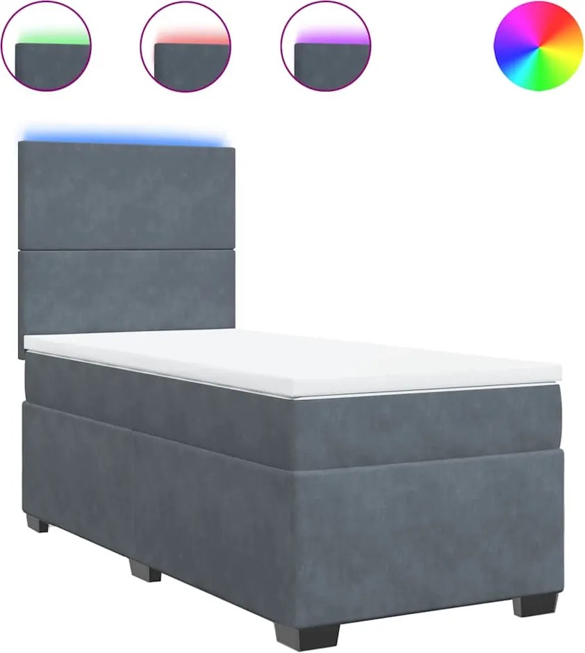 Box spring postel s matrací tmavě šedá 100x200 cm samet 3293129
