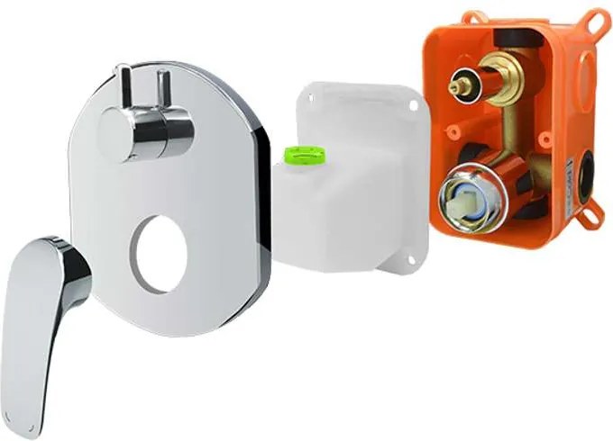 Mereo, Mereo Sprchová podomítková baterie s přepínačem, Pego, Mbox, kruhový kryt, chrom, MER-CB60106PA