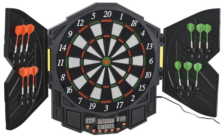 Elektronický terč na šipky s LED displejem vč. 12 šipek, 49 x 55 cm B8-0006