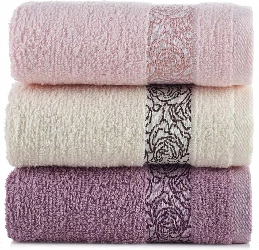 XPOSE® Froté ručník ROSE 3ks (mix barev) 30x50 cm