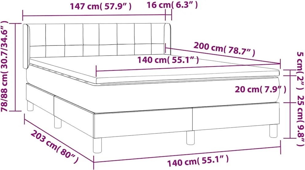 Box spring postel s matrací černá 140x200 cm textil 3130275