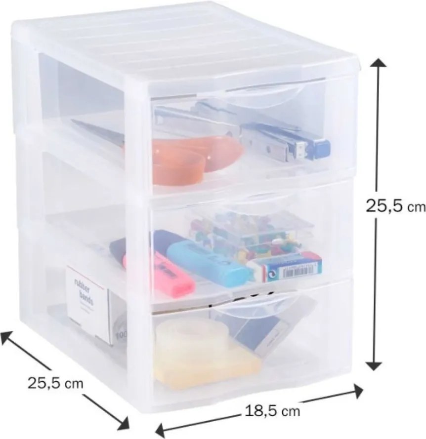 SUNDIS Úložný box se 3 zásuvkami, transparentní, ORGAMIX A5