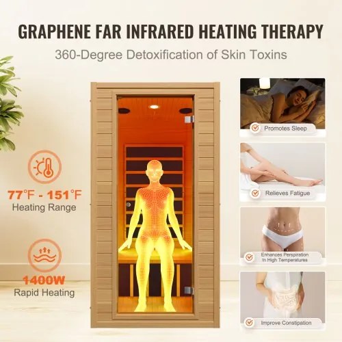 Far Infrared Wooden Sauna Room Domácnost Spa pro 1 až 2 osoby 1400 W