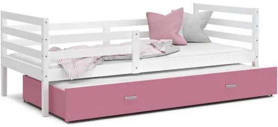 DOBRESNY Dětská postel s přistýlkou JACEK P2 200x90 cm BÍLÁ-RŮŽOVÁ