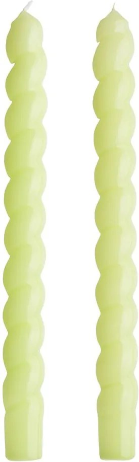 TWISTED Sada lesklých svíček 2 ks 25,5 cm - zelená