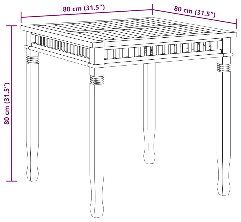 vidaXL Marketos Zahradní jídelní stůl 80 x 80 x 80 cm masivní teakové dřevo