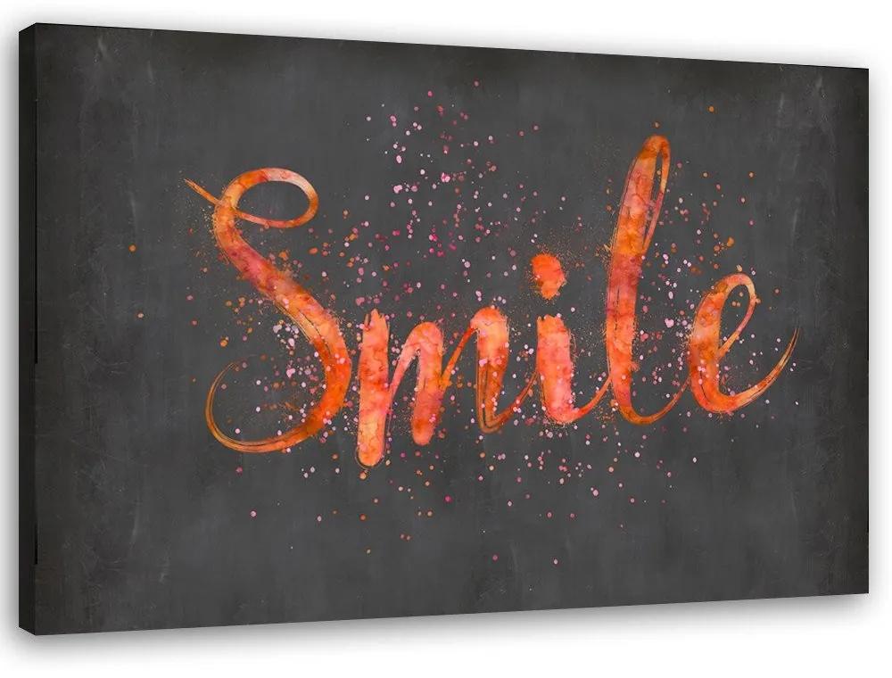 Gario Obraz Oranžový nápis Smile - Andrea Haase Rozměry: 90 x 60 cm, Provedení: Obraz na plátně