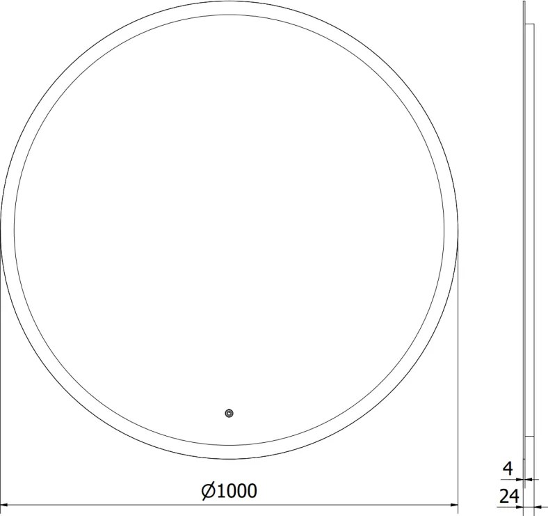 Mexen Oro, kulaté LED podsvícené koupelnové zrcadlo 100 cm, 6000K, topná podložka proti zamlžování, 9824-100-100-611-00