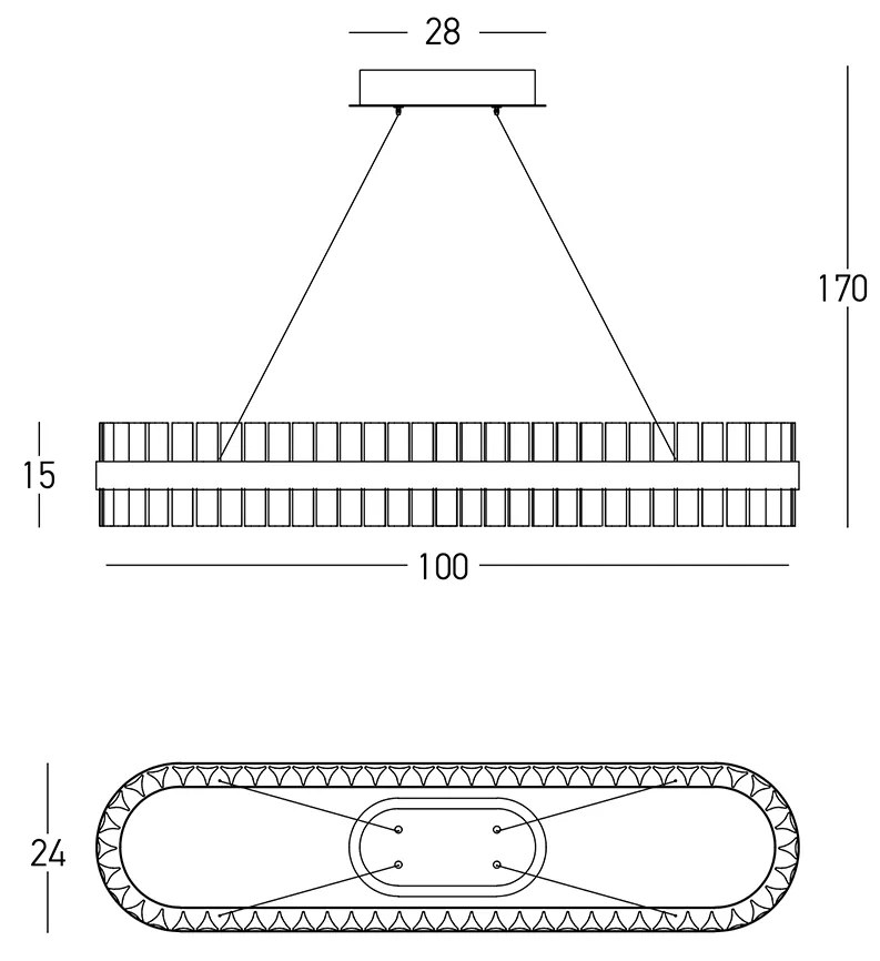 Zambelis 22041 závěsné stmívatelné LED svítidlo matně zlaté, 68W, 3000K, 100cm