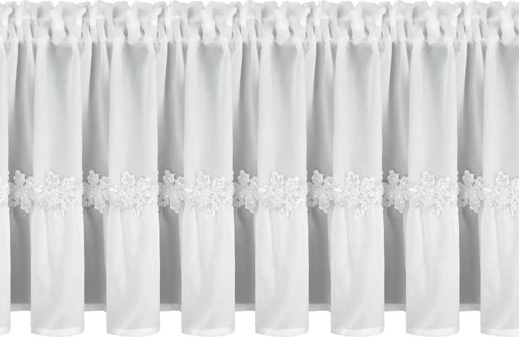 KRÁTKÁ VÁNOČNÍ ZÁCLONA NA PÁSCE FLAKE 150X40 CM BÍLÁ