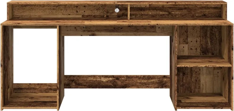 Psací stůl s LED světly old wood 200x55x91 cm kompozitní dřevo 3309445