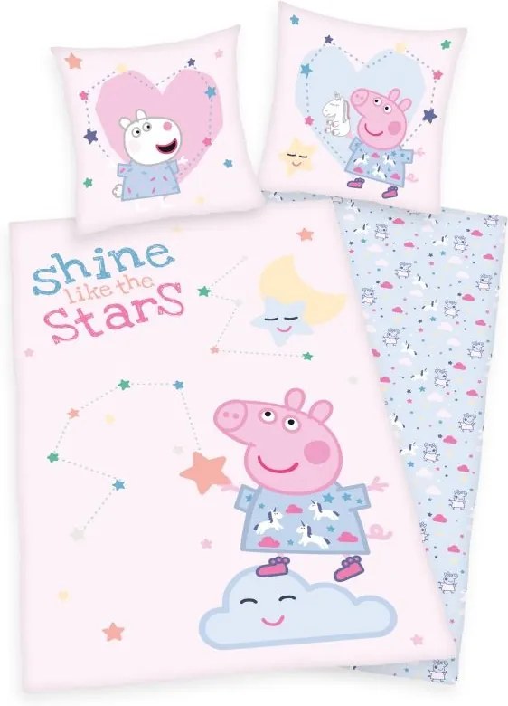 HERDING Povlečení Peppa Pig Stars Bavlna, 140/200, 70/90 cm