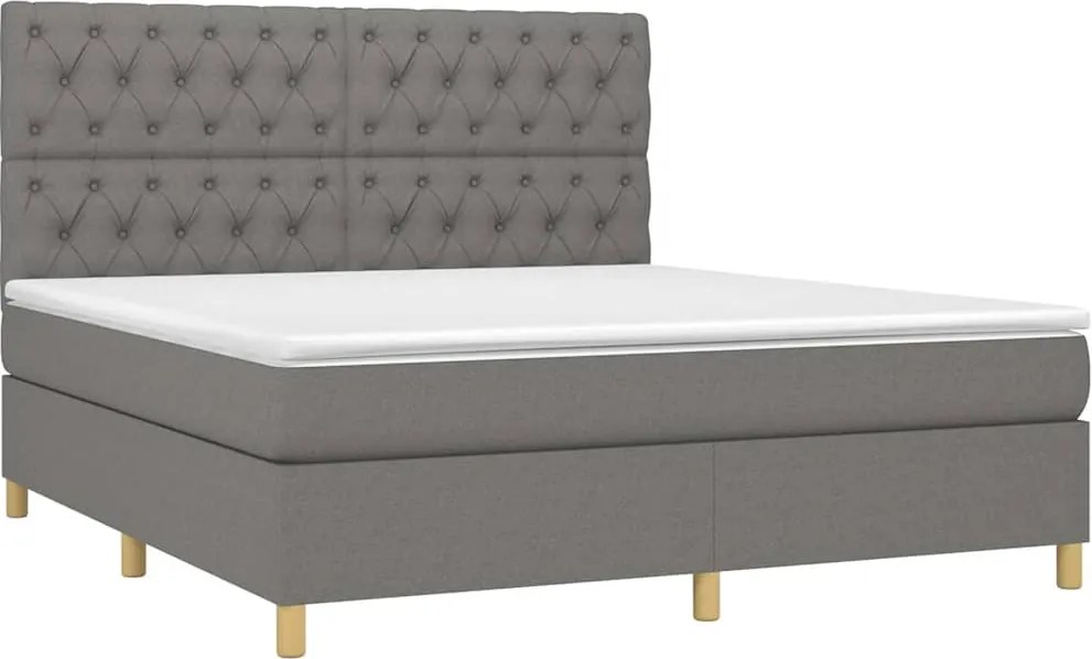 Box spring postel s matrací a LED tmavě šedá 160x200 cm textil 3135686