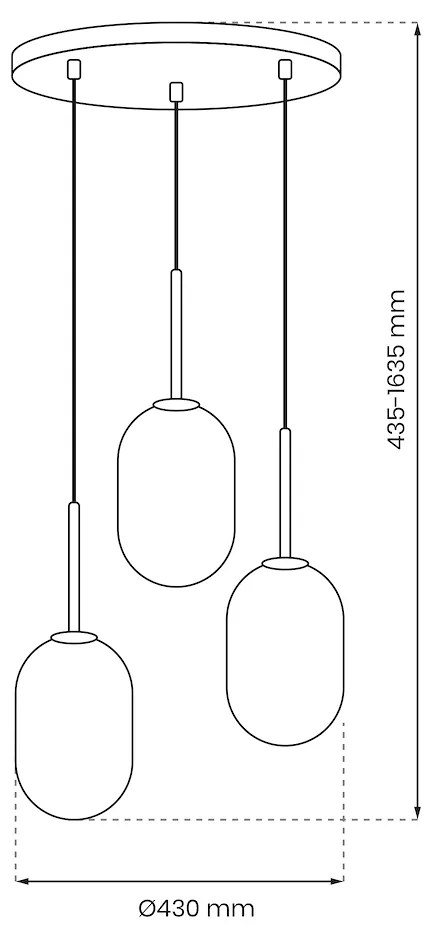 Závěsné svítidlo Alias, 3x grafitové skleněné stínítko, b, o