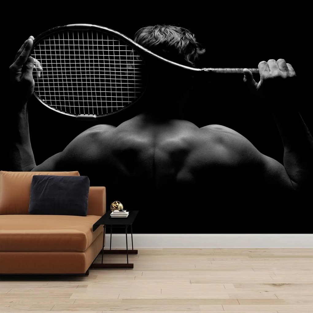 Fototapeta - Akt tenisty, černobílé (245x170 cm)