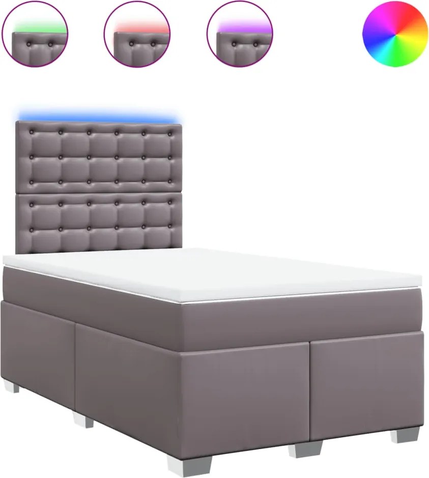 Box spring postel s matrací šedá 120x190 cm umělá kůže 3293014