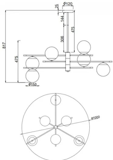 Maytoni MOD048PL-06G - Lustr na tyči NOSTALGIA 6xE14/40W/230V