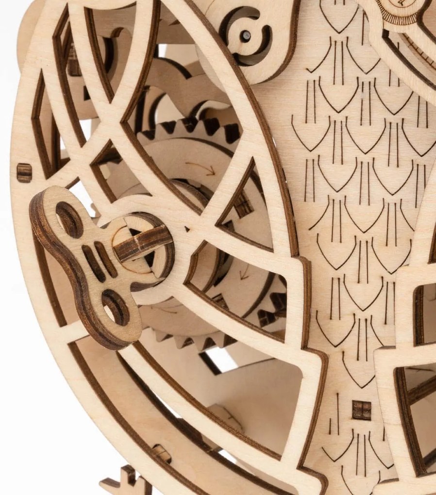 RoboTime 3D dřevěné mechanické puzzle Soví hodiny